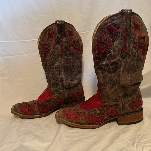 Corral | Shoes | Corral Leather Filigree With Red Snakeskin Western ...